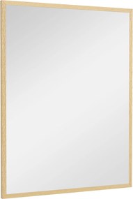 HOMCOM Obdélníkové Zrcadlo na Stěnu 90 x 70 cm, dřevěný rám, ideální do koupelny, obývacího pokoje nebo ložnice, přírodní