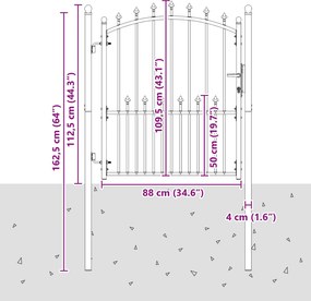 vidaXL Marketos Brána s hroty Černá 100 x 125 cm Práškově lakovaná ocel