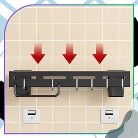 Camerazar Kuchyňský organizér na nože a příslušenství na zeď, 40 cm černý