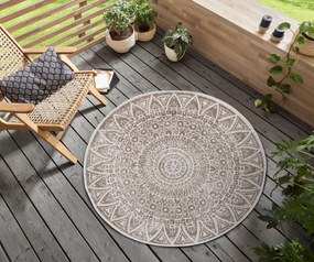 MK Original: Produkty s rodokmenem, Kusový koberec Mujkoberec Original Nora 105453 Linen kruh – na ven i na doma, 200x200 (průměr) kruh, hnědá, chodba / předsíň
