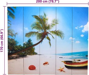 Skládací paraván 200 x 170 cm pláž 240478