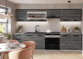 Kuchyňská linka Belini 260 cm šedý antracit Glamour Wood s pracovní deskou Justyna  TOR JUSTYNA/3/WT/GW1/0/B1