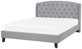 Světle šedá čalouněná postel Chesterfield 160x200 cm BORDEAUX Beliani