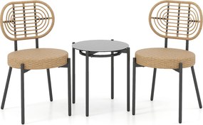 Costway 3-dílný PE ratanový venkovní bistro set terasový konverzační set