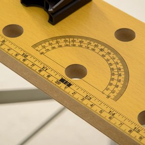 Skládací pracovní stůl DURHAND se 4 svorkami, 100 kg nosnost, ocelová konstrukce, pracovní deska pro dílnu, garáž a staveniště, 62,5x60,5x78,5 cm, še…