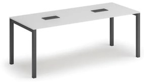 Stůl SQUARE 2000 x 800 x 750, bílá + 2x stolní zásuvka TYP II, černá