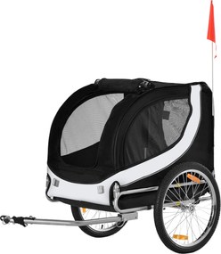 PawHut Psí Přívěs na Kolo Transportér pro Zvířata Bílá+Černá 130 x 73 x 90 cm | Aosom