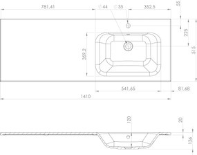 Sapho Lorea koupelnová skříňka 141/70 x 46 x 51,5 cm pravá dub collingwood černá mat LE070-1935-R-06