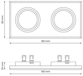 Podhledové svítidlo Glass Square II, 1x skleněné/černé kovové stínítko, b