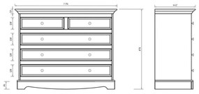 Massive home | Šedá komoda z masivu Belluno Elegante 5S dubovou deskou