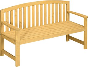 Outsunny Zahradní lavice 2 osoby, dřevěná z borovice, odolná vůči počasí, s opěradlem, 140 cm, oranžová