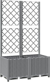 Zahradní truhlík s treláží světle šedý 80 x 40 x 136 cm PP 153272