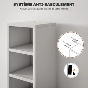 HOMCOM Úložný sloupec na CD a DVD, regál s 12 přihrádkami, kapacita max. 204 CD, 21 x 20 x 175 cm, bílá