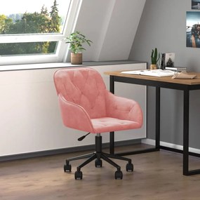 Otočná kancelářská židle růžová samet - Default Title