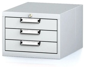 Alfa 3 Závěsný dílenský box na nářadí k pracovním stolům MECHANIC, 3 zásuvky, 480 x 600 x 351 mm, šedé dveře