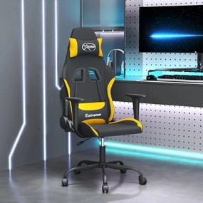 Masážní herní židle černá a žlutá textil,  345473