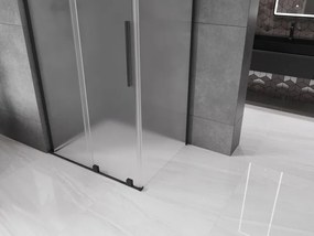 Mexen Velar L, sprchový kout s posuvnými dveřmi 100 x 85 cm, 8mm sklo námraza, černá matná, 871-100-085-33-70