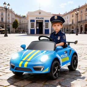 AIYAPLAY dětské elektrické auto s licencí RUF CTR 3 Clubsport, dálkové ovládání, dvojitý motor, siréna, pomocná kolečka, modrá