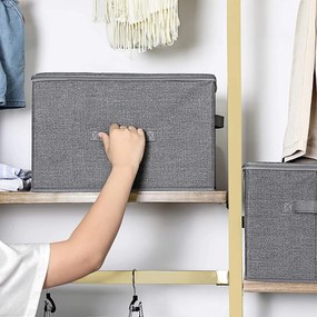 Skládací úložné boxy s víkem, 3 kusy, šedé