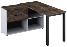 Kondela Rohový PC stůl, šedá/beton tmavý, KLAUDIUS TYP 8