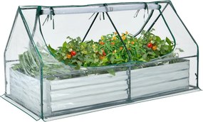Costway Velká pozinkovaná vyvýšená postel se skleníkem – 180 × 90 × 91 cm