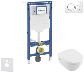 Geberit Duofix - Set předstěnové instalace, klozetu a sedátka Villeroy Boch, tlačítka Sigma20, DirectFlush, SoftClose, CeramicPlus, bílá/chrom SANI11CK3106