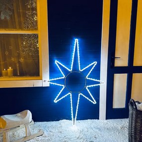 Easy Fix 2D LED světelná hvězda X., 67 × 100 cm, ledově bílá, závěsná, hliník