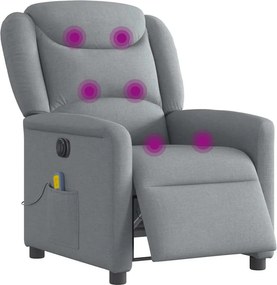 Elektrické masážní polohovací křeslo světle šedé textil 3303184