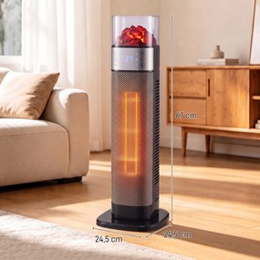 HOMCOM keramický teplovzdušný ventilátor s chytrým ovládáním, 2000 W