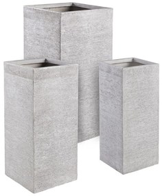 BIZZOTTO set 3 hranatých květináčů šedá 0790579