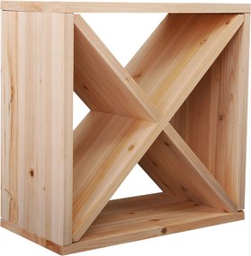 HOMCOM Stojan na víno a lahve pro 24 lahví, přírodní dřevo, 50 x 26 x 50 cm | Aosom