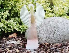 BDK-GLASS Skleněný dekorativní anděl velký béžovo-bílý
