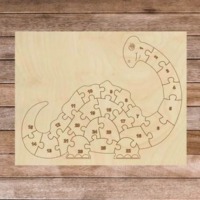 Dětské dřevěné puzzle - Dinosaurus a čísla 26 dílků | SENTOP H023