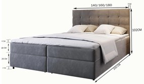 MSL Kontinentální čalouněná postel GLAM (140 x 200 cm) Barva látky: IBIZA 08