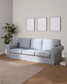 Potah na pohovku IKEA Ektorp 3-místná, nerozkládací barva modrá látka pletený vzor