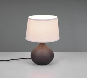 Tmavě hnědá stolní lampa z keramiky a tkaniny Reality Martin, výška 29 cm