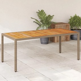 Zahradní stůl béžový 190 x 90 x 75 cm polyratan akáciové dřevo,  368130