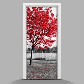 Wallmuralia Nálepka fototapeta na dveře Červený strom 75x205