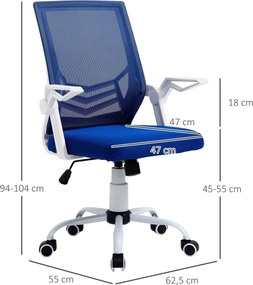Ergonomická kancelářská židle Vinsetto - otáčecí kancelářská židle s nastavitelnou výškou, zdvihacími opěrkami a bederní podporou, pro teenagery a do…