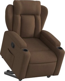 Zvedací polohovací křeslo hnědé textil 3204486