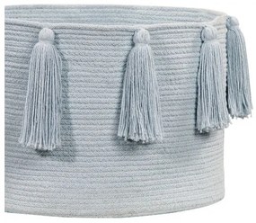 lovel.cz Bavlněný košík Tassels Soft Blue