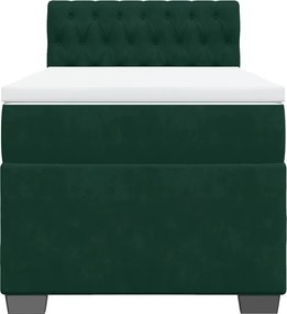 Box spring postel s matrací tmavě zelená 90x200 cm samet 3286219