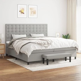 Box spring postel s matrací světle šedá 200 x 200 cm textil 3136941