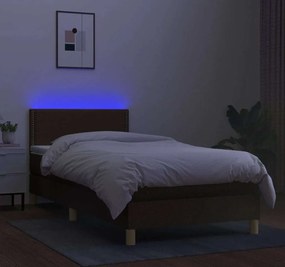 vidaXL Box spring postel s matrací a LED 90x200 cm textil [3133608] Barva: tmavě hnědá