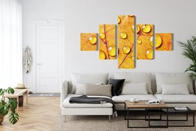 Vícedílný obraz Kapky Vody Na Podzimní Listí Makro Nedostatek Nedostatek Plátno Canvas 150x90