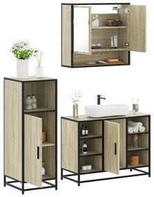 3dílný set koupelnového nábytku dub sonoma kompozitní dřevo