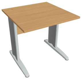 Stůl pracovní rovný 80 cm - Hobis Cross CS 800 Dekor stolové desky: buk, Dekor lamino podnože: buk, Barva nohou: Stříbrná