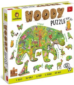 Dřevěné puzzle ludattica woody lesní zvířátka, dřevěné puzzle, 48 dílků