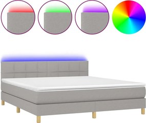 Box spring postel s matrací a LED světle šedá 160x200 cm textil 3133725