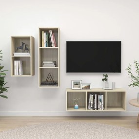 3dílný set TV skříněk dub sonoma kompozitní dřevo 3079631